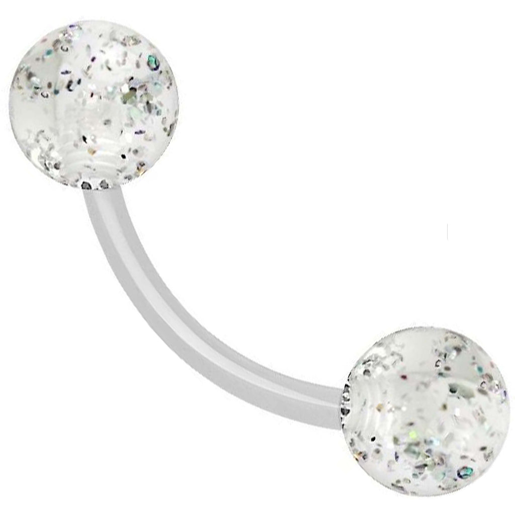 Acrylic Eyebrow Piercing Acrylic Ultra Glitter Ball – PiercingXXL
