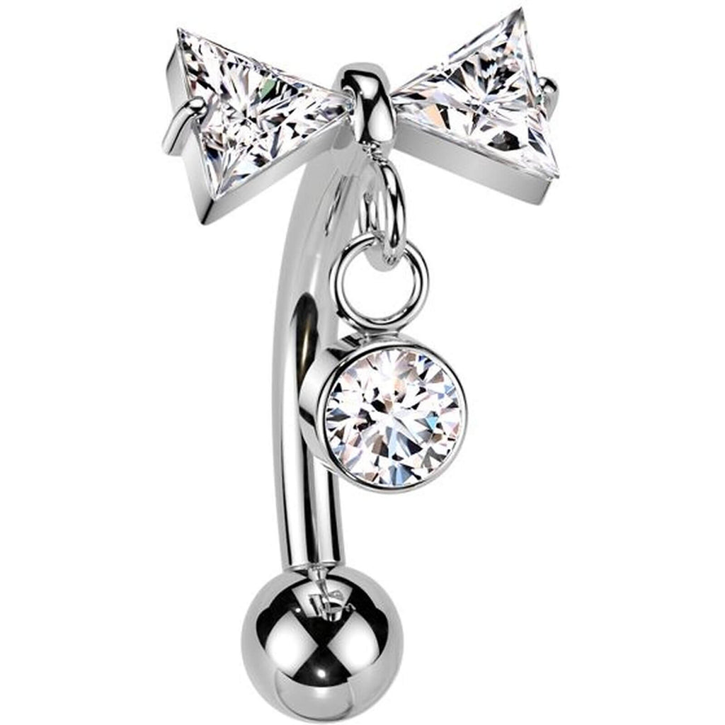 Titanium Curved Barbell bow zirconia dangle Push-In – PiercingXXL