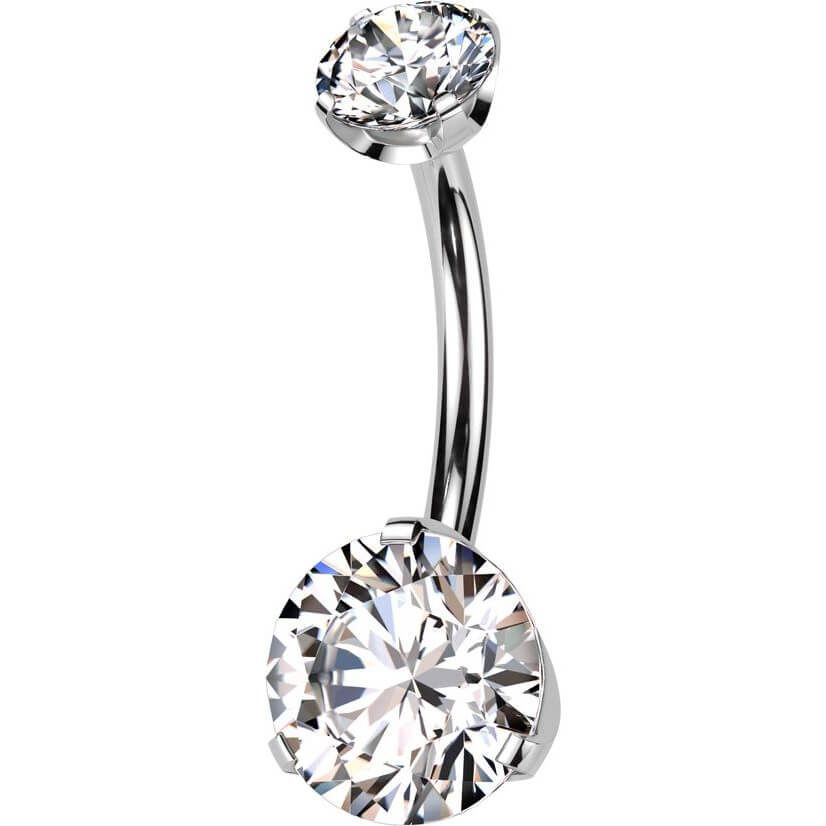Titanium Belly Button Piercing 2 zirconia Push-In – PiercingXXL