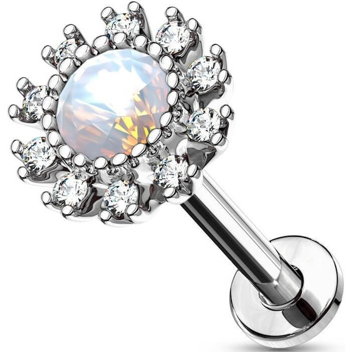 Labret Flower Zirconia Internally Threaded – PiercingXXL