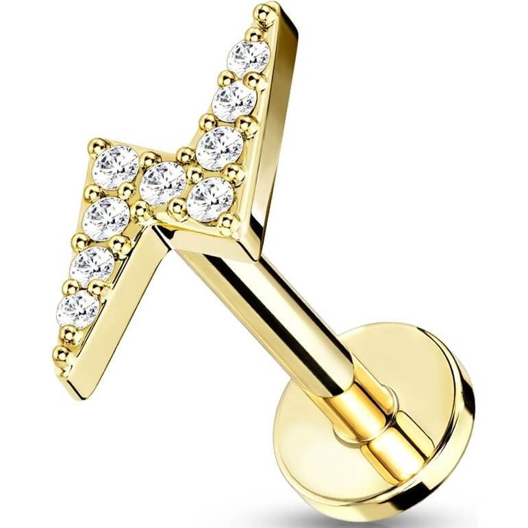 Labret Lightning Bolt Zirconia Internally Threaded – PiercingXXL