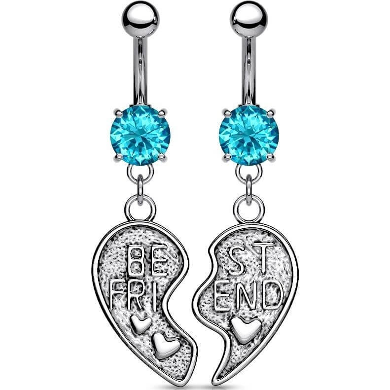 Belly Button Piercing BEST FRIEND Heart dangle Zirconia – PiercingXXL