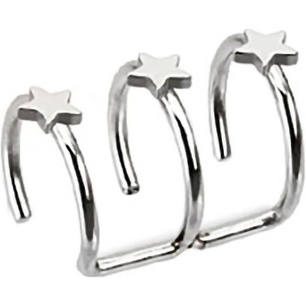 Fake Ear Piercing Triple Star Line Silver Bendable – PiercingXXL