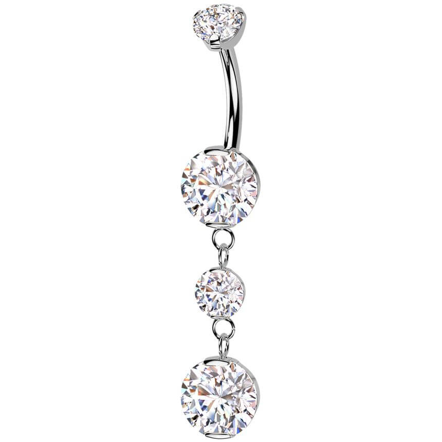 Titanium Belly Button Piercing dangle zirconias Internally Threaded ...