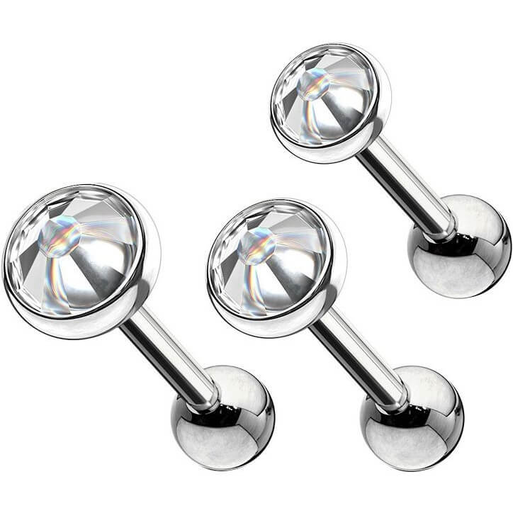Barbell Zirconia Round Silver, 3 pieces – PiercingXXL