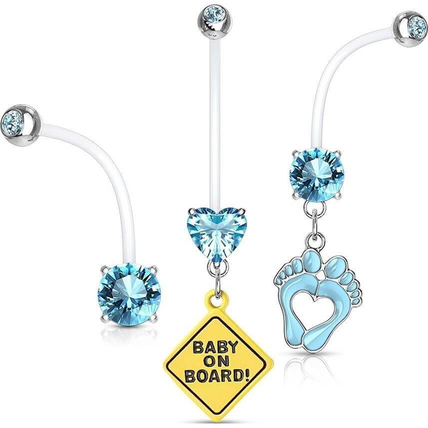 Belly Button Piercing Set Zirconia, 3 pieces – PiercingXXL
