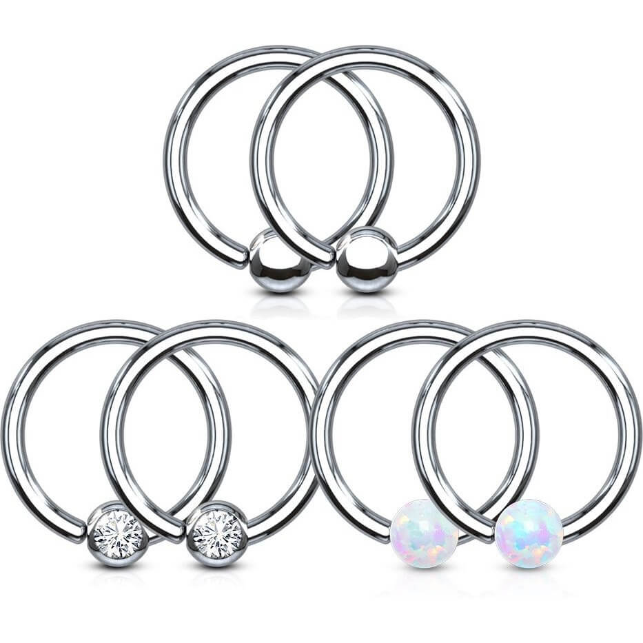 Ring Ball Zirconia Opal Silver Captive Bead, 3 s pairs – PiercingXXL